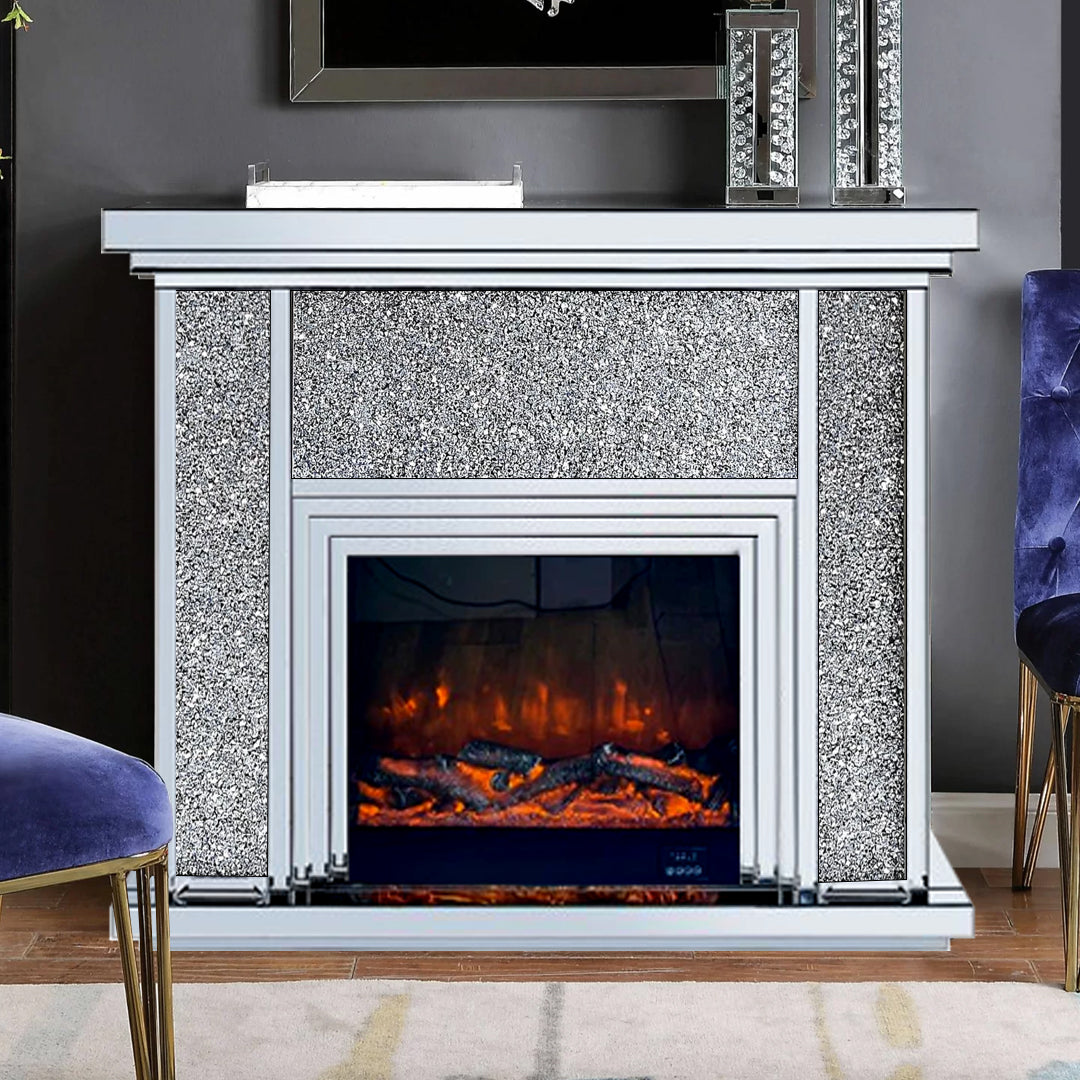 LED Diamond Crushed Mirrored Fire Surrounds - Bright Homeware ...